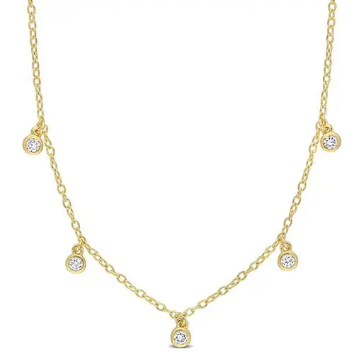 JULIANNA B. 1/6 Ctw Lab-grown Diamond Station Necklace In 18k Yellow Gold Plated Sterling Silver