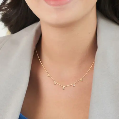 JULIANNA B. 1/6 Ctw Lab-grown Diamond Station Necklace In 18k Yellow Gold Plated Sterling Silver