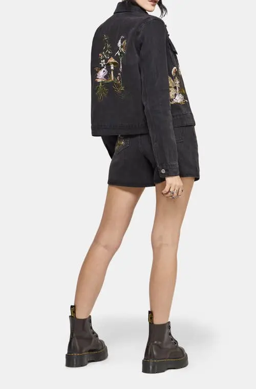 DISTURBIA Faela Fairy Embroidered Denim Trucker Jacket
