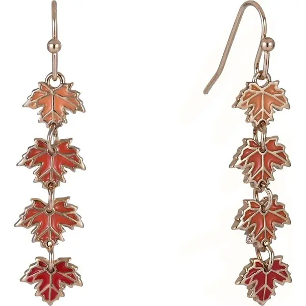 HALLMARK Enamel Linear Maple Leaf Drop Earrings