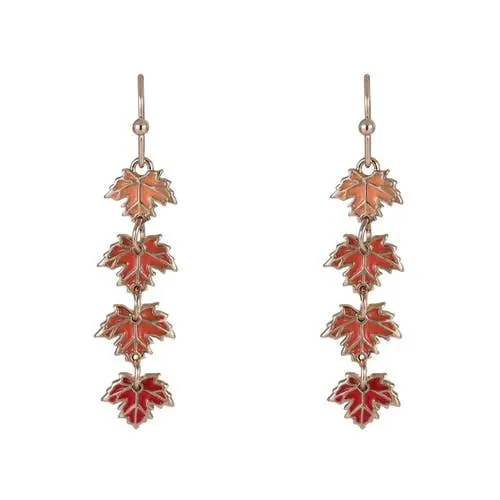HALLMARK Enamel Linear Maple Leaf Drop Earrings