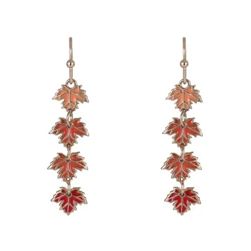 HALLMARK Enamel Linear Maple Leaf Drop Earrings