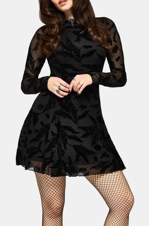 DISTURBIA Cimora Dandelion Flocked Mesh Mini Dress