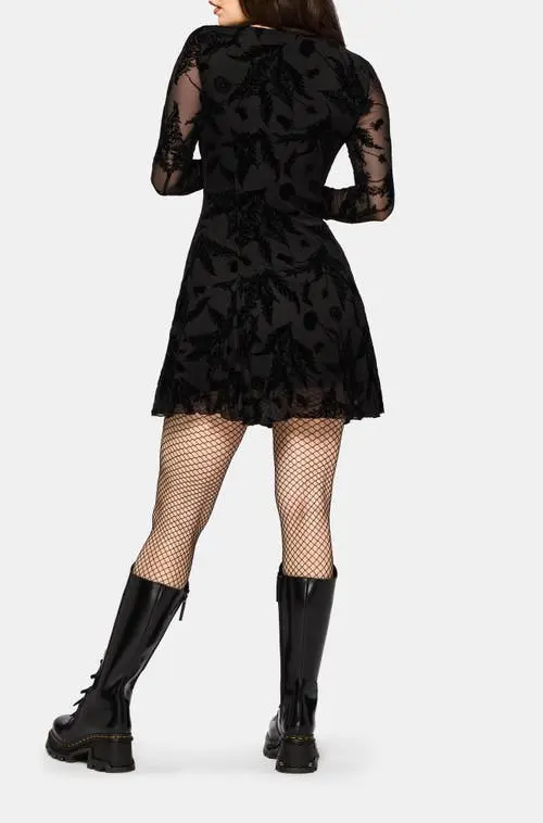 DISTURBIA Cimora Dandelion Flocked Mesh Mini Dress