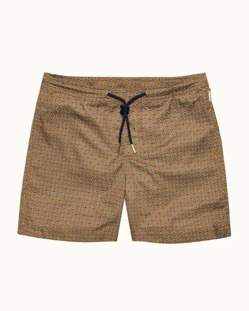 Orlebar Brown Bulldog Drawcord Printed Tessoro Swim Shorts - Bronze