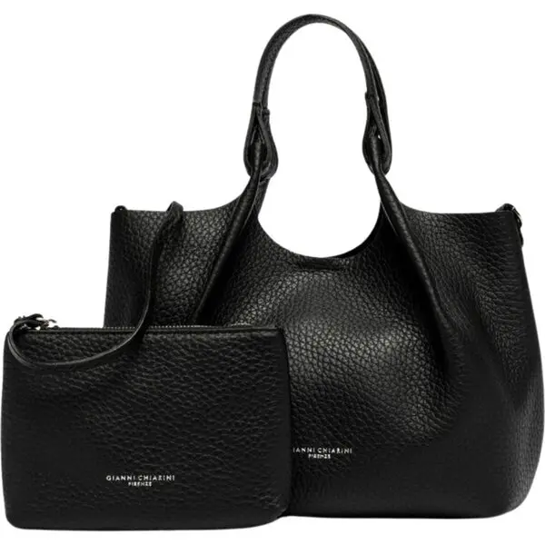 GIANNI CHIARINI Dua Leather Hobo Shoulder Bag - Black