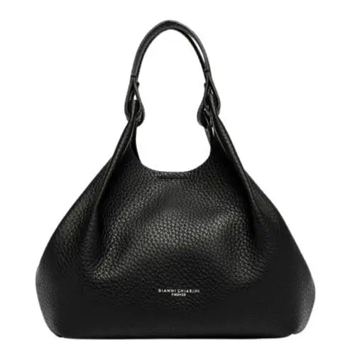 GIANNI CHIARINI Dua Leather Hobo Shoulder Bag - Black
