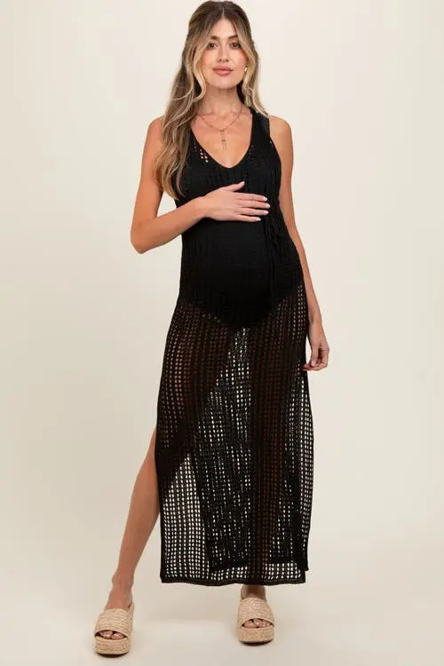 PINKBLUSH Crochet V-neck Side Slit Cover Up