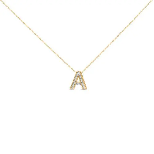HAUS OF BRILLIANCE Yellow Gold Vermeil Diamond Accent Initial Pendant Necklace - A