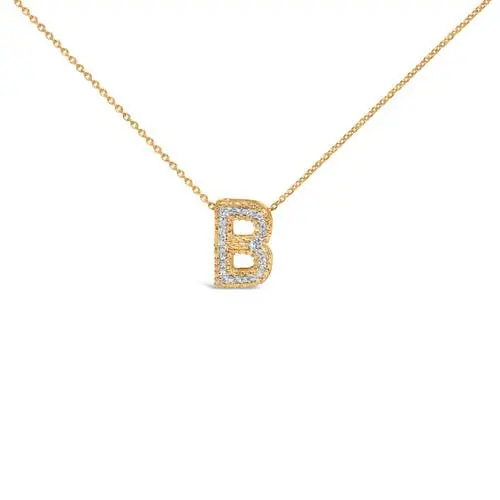 HAUS OF BRILLIANCE Yellow Gold Vermeil Diamond Accent Initial Pendant Necklace - B