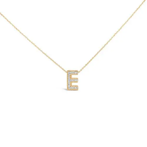 HAUS OF BRILLIANCE Yellow Gold Vermeil Diamond Accent Initial Pendant Necklace - E