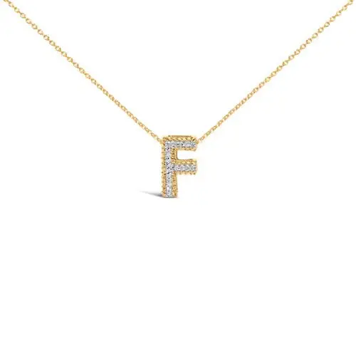 HAUS OF BRILLIANCE Yellow Gold Vermeil Diamond Accent Initial Pendant Necklace - F