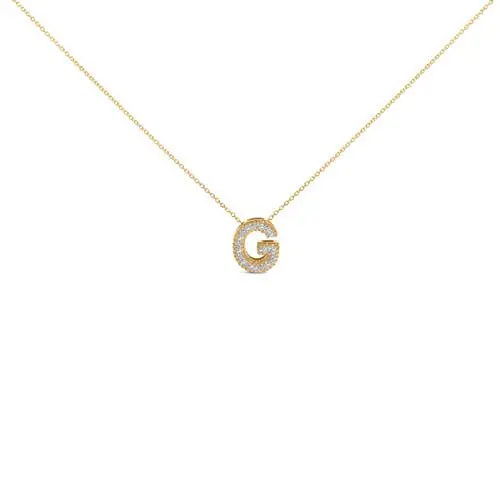 HAUS OF BRILLIANCE Yellow Gold Vermeil Diamond Accent "o" Initial Bubble Pendant Necklace - G
