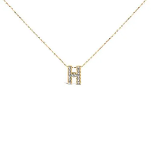HAUS OF BRILLIANCE Yellow Gold Vermeil Diamond Accent "o" Initial Bubble Pendant Necklace - H