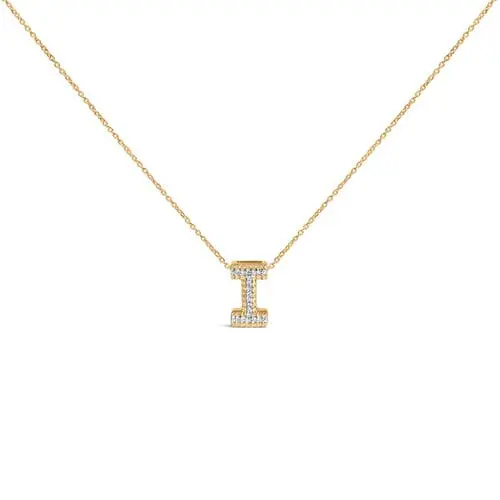 HAUS OF BRILLIANCE Yellow Gold Vermeil Diamond Accent "o" Initial Bubble Pendant Necklace - I