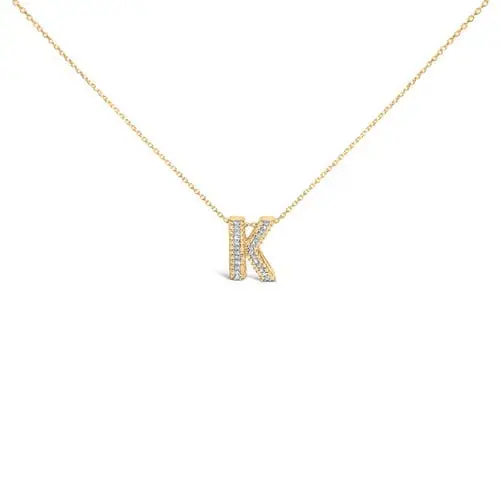 HAUS OF BRILLIANCE Yellow Gold Vermeil Diamond Accent Initial Pendant Necklace - K