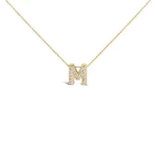 HAUS OF BRILLIANCE Yellow Gold Vermeil Diamond Accent "o" Initial Bubble Pendant Necklace - M