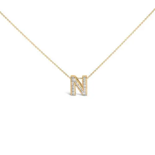 HAUS OF BRILLIANCE Yellow Gold Vermeil Diamond Accent Initial Pendant Necklace - N