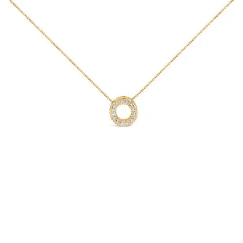 HAUS OF BRILLIANCE Yellow Gold Vermeil Diamond Accent "o" Initial Bubble Pendant Necklace - O