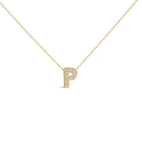 HAUS OF BRILLIANCE Yellow Gold Vermeil Diamond Accent "o" Initial Bubble Pendant Necklace - P