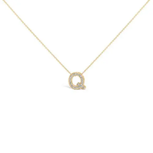 HAUS OF BRILLIANCE Yellow Gold Vermeil Diamond Accent Initial Pendant Necklace - Q