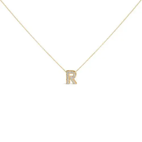 HAUS OF BRILLIANCE Yellow Gold Vermeil Diamond Accent "o" Initial Bubble Pendant Necklace - R