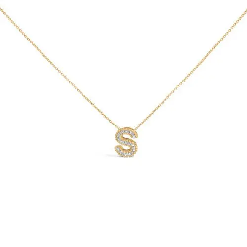 HAUS OF BRILLIANCE Yellow Gold Vermeil Diamond Accent "o" Initial Bubble Pendant Necklace - S
