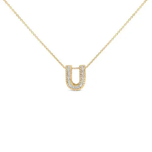 HAUS OF BRILLIANCE Yellow Gold Vermeil Diamond Accent Initial Pendant Necklace - U