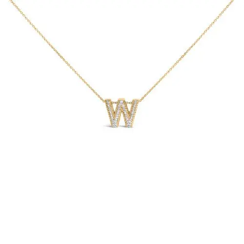 HAUS OF BRILLIANCE Yellow Gold Vermeil Diamond Accent Initial Bubble Pendant Necklace - W