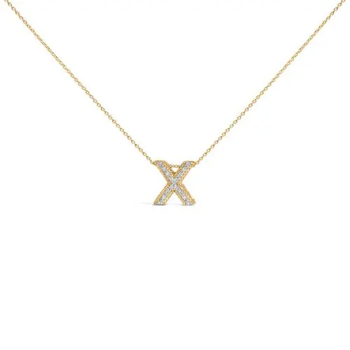 HAUS OF BRILLIANCE Yellow Gold Vermeil Diamond Accent Initial Pendant Necklace - X