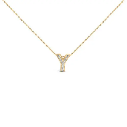 HAUS OF BRILLIANCE Yellow Gold Vermeil Diamond Accent Initial Pendant Necklace - Y