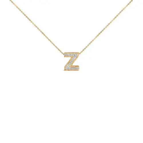 HAUS OF BRILLIANCE Yellow Gold Vermeil Diamond Accent Initial Pendant Necklace - Z