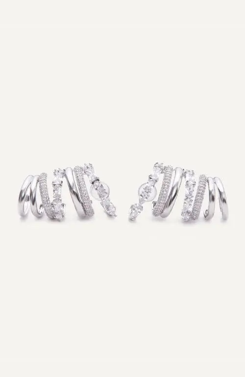 MELANIA CLARA Cubic Zirconia Ear Climbers - Silver