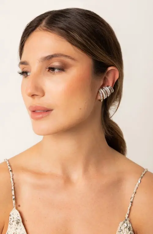 MELANIA CLARA Cubic Zirconia Ear Climbers - Silver