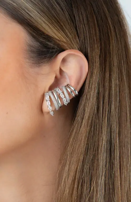 MELANIA CLARA Cubic Zirconia Ear Climbers - Silver
