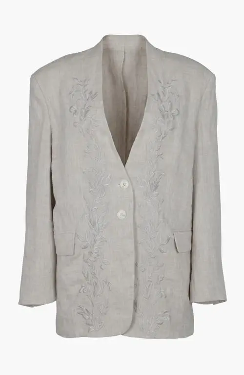 MODENAIRE Floral Embroidered Linen Blazer