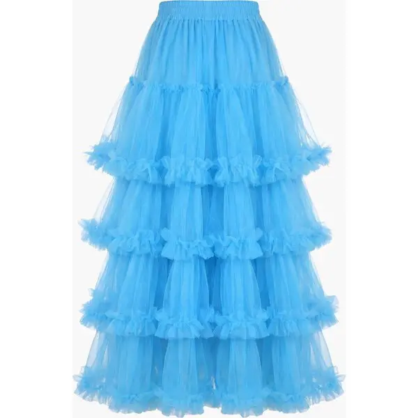 MODENAIRE Tiered Tulle Maxi Skirt