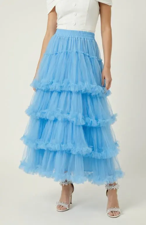 MODENAIRE Tiered Tulle Maxi Skirt