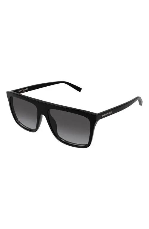 Saint Laurent Flat Top Square Sunglasses - Black