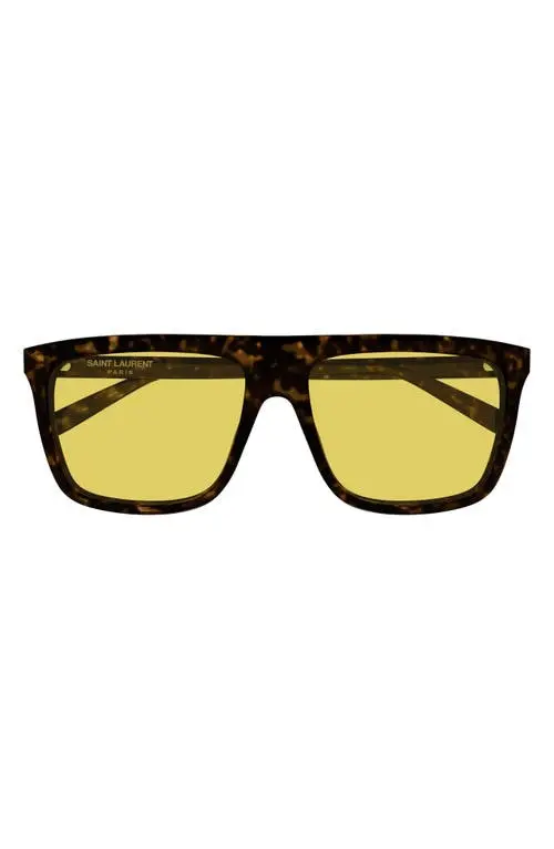 Saint Laurent Flat Top Square Sunglasses - Havana/yellow