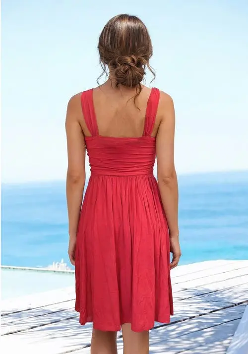 LASCANA Sleeveless Fit And Flare Dress With Built-in Bra