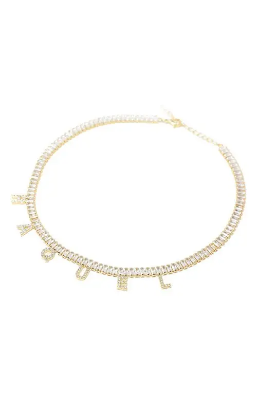 THE SIS KISS Baguette Cubic Zirconia Name Necklace