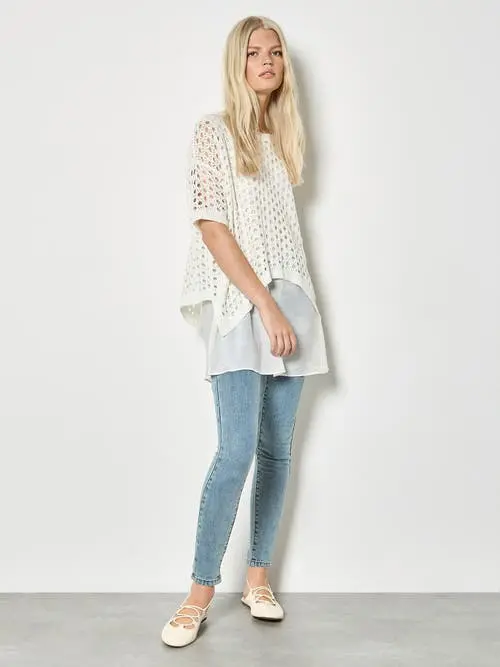 APRICOT Knitted Mesh Shimmer Layer Tunic