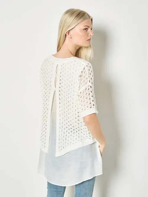 APRICOT Knitted Mesh Shimmer Layer Tunic