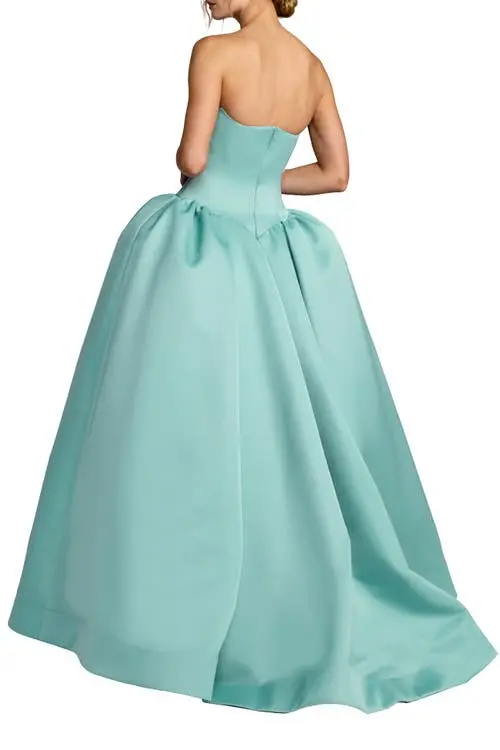 Mac Duggal Strapless Sweetheart Satin Ball Gown With Pockets