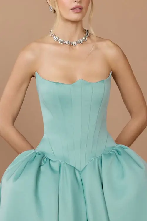 Mac Duggal Strapless Sweetheart Satin Ball Gown With Pockets