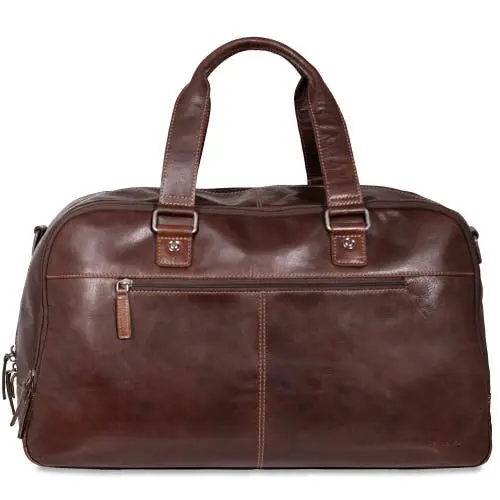 JACK GEORGES Full-grain Buffalo Leather Weekender Duffle Bag - Brown