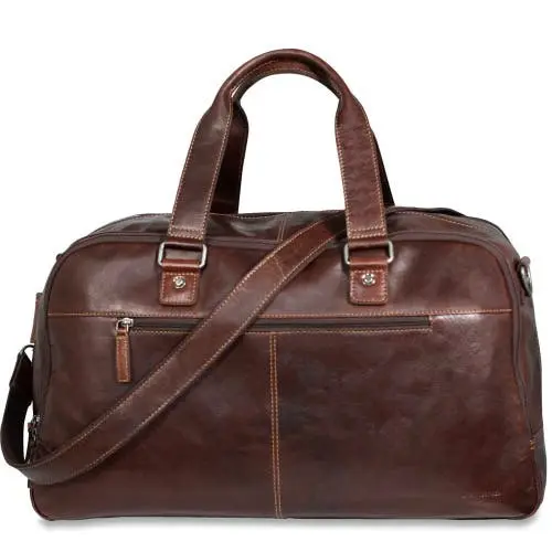 JACK GEORGES Full-grain Buffalo Leather Weekender Duffle Bag - Brown
