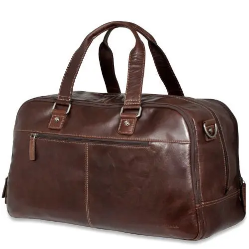 JACK GEORGES Full-grain Buffalo Leather Weekender Duffle Bag - Brown