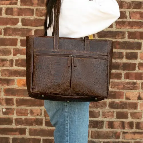 JACK GEORGES Hornback Croco Uptown Tote Bag